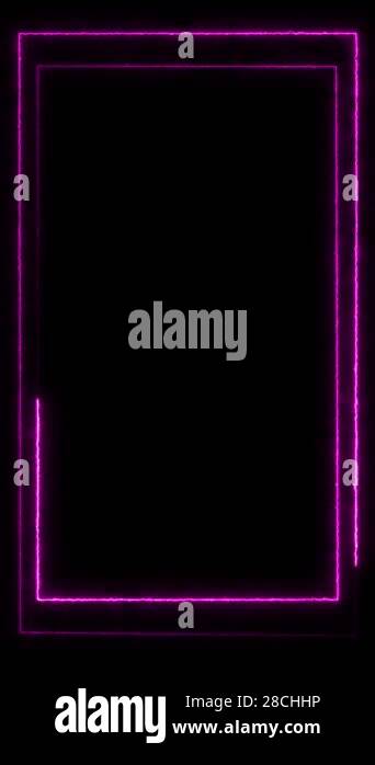 purple neon frame overlay glowing reactangles seamless loop vertical ...