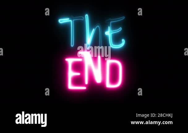 the end neon sign overlay with alpha channel animated text . High ...