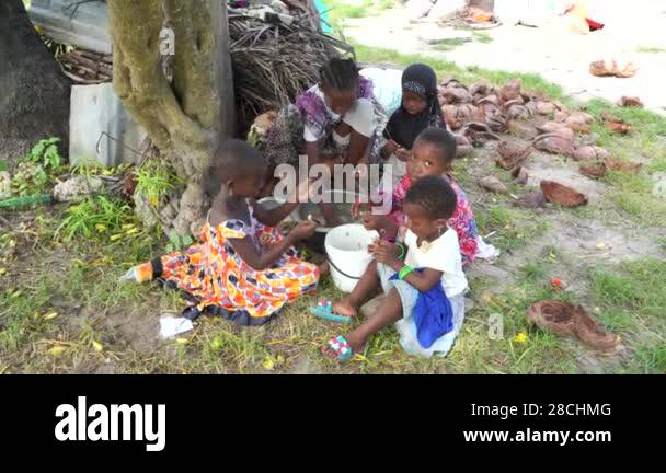 Zanzibar, Tanzania - december 09, 2019 : Young African girls take out ...