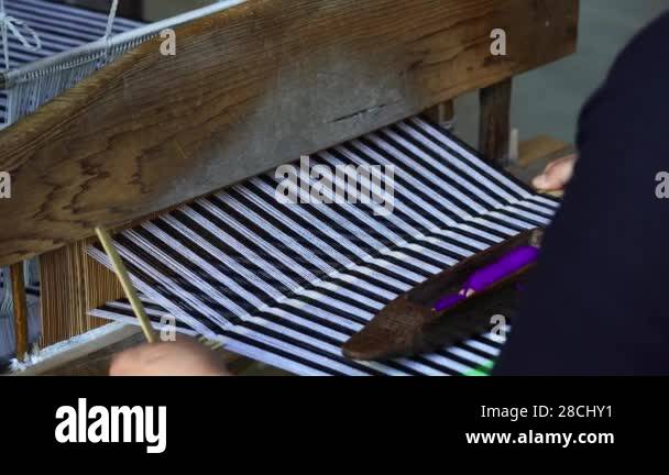 Traditional Vietnamese textile manufacture in craft village where old ...