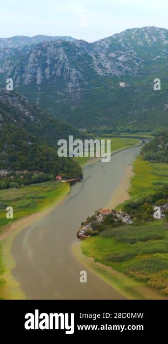 Montenegro, Lake Skadar National Park, View of the river bend of the Rijeka Crnojevica river ...
