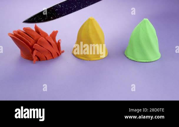 Very Satisfying and Relaxing Kinetic Sand ASMR video. Cutting anti ...