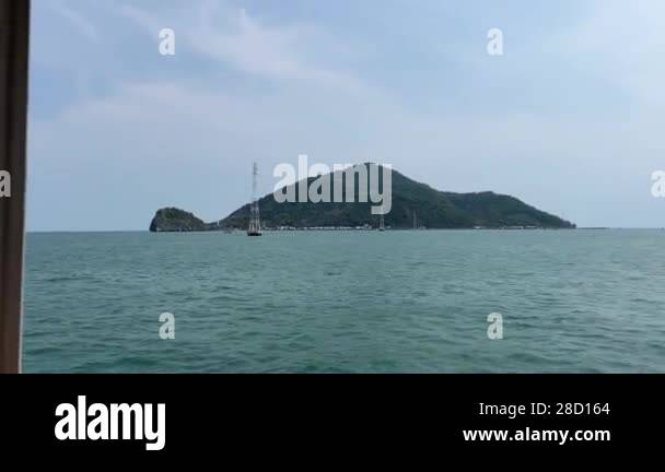 Wake of vessel. Wide wake trail from boat. Back view. Ocean water. Deep ...