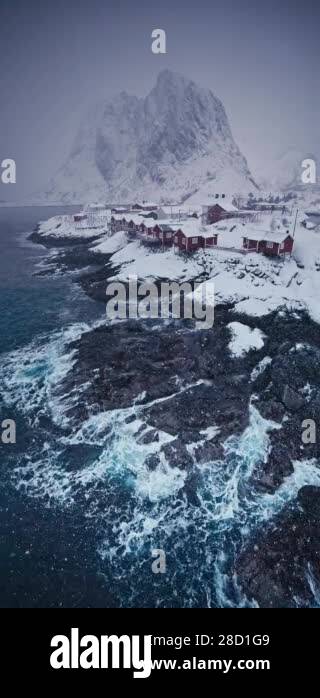 Winter scandinavian landscape over Lofoten islands, Norway seashore ...