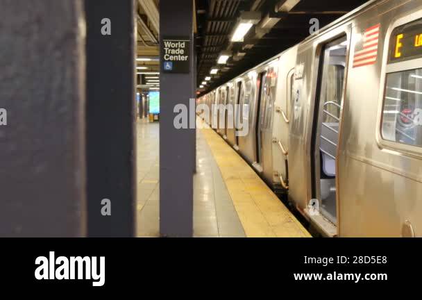 New York subway station interior, underground metropolitan platform ...