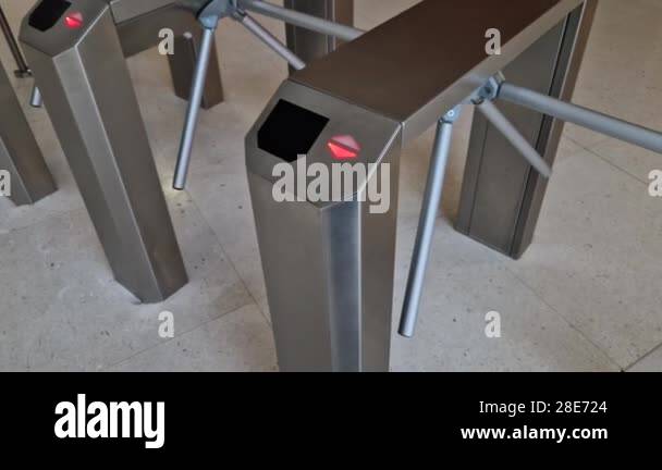 turnstile for the building made of stainless steel. reacts to employee ...