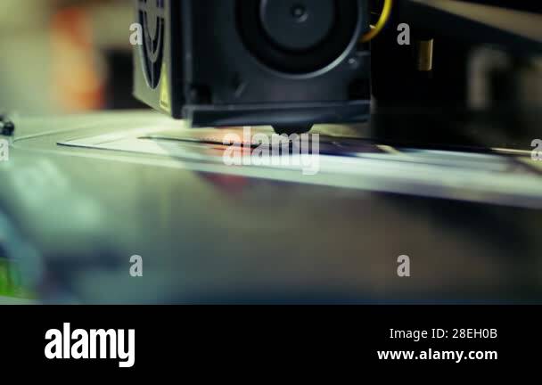 3d printer head nozzle prototype object printing close up print plate ...