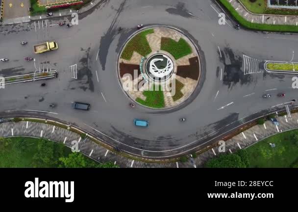 An aerial view of the roundabout Stock Video Footage - Alamy