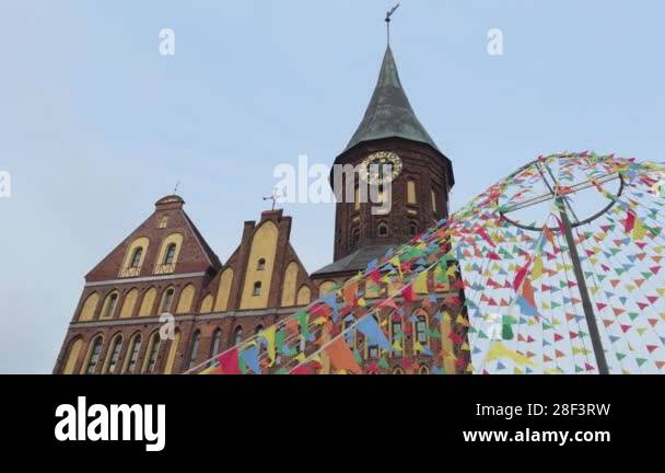 Historic church building in Kaliningrad with brick architecture, tall ...