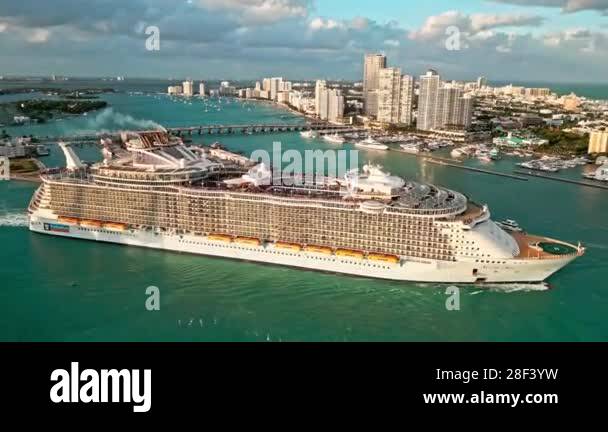 December 13, 2025 - Miami Beach, Florida: Aerial view Cruise ship ...
