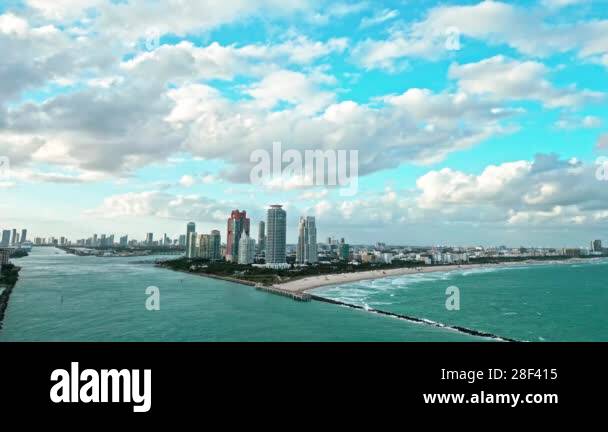 Miami South beach aerial. Aerial skyscraper cityscape. City aerial view ...