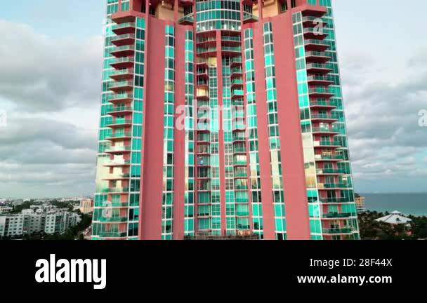Miami South beach luxury architecture. Aerial view on skyscraper ...