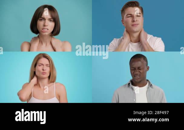Four multiracial individuals display signs of injury and discomfort ...