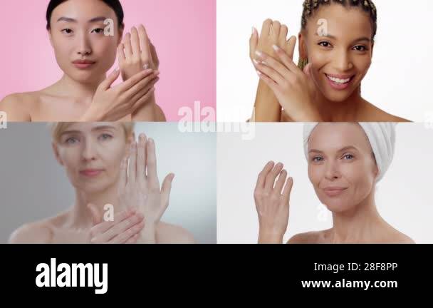 Four women from diverse backgrounds demonstrate their skincare routines ...