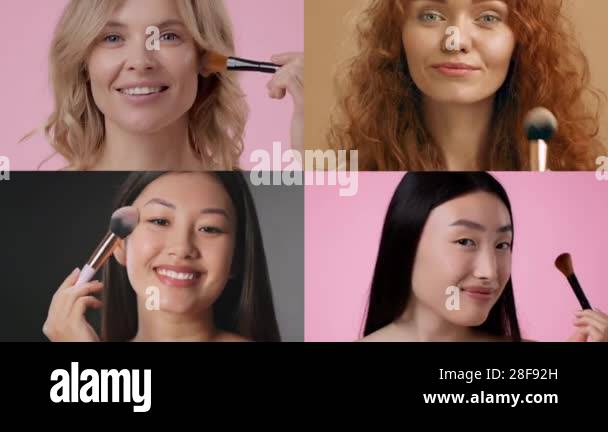 Four women of different backgrounds demonstrate skincare routines ...