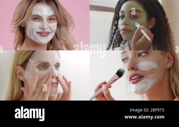 Four women of different backgrounds engage in skin care routines at ...