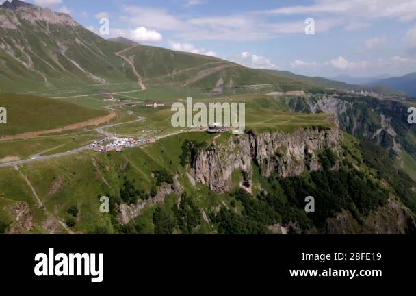 High plateau with steep cliffs, Russia Georgia Friendship Monument ...