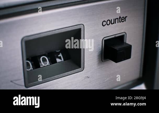 The mechanical counter on an old player increments from zero to five ...