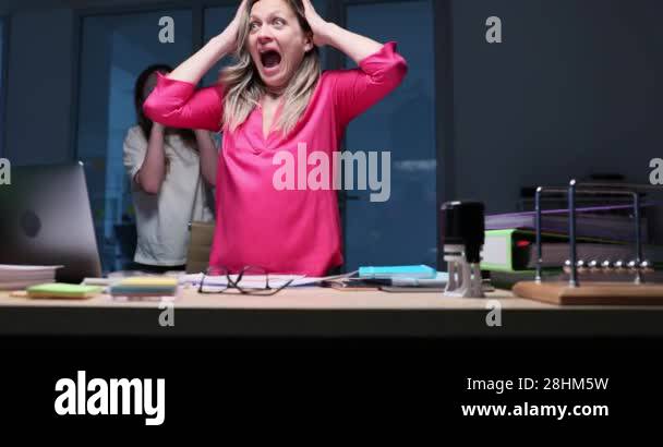 Woman experiences intense work life stress managing career demands and ...