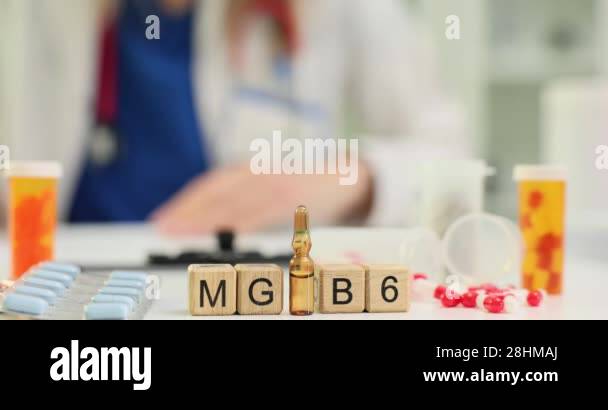 Abbreviation MG for magnesium and vitamin B6 on medical professional ...