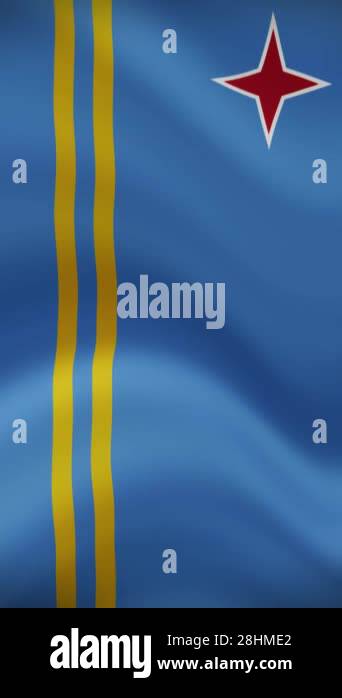 Aruba Waving Flag in Vertical Orientation. Realistic Flag Animation. Seamless Loop Background ...