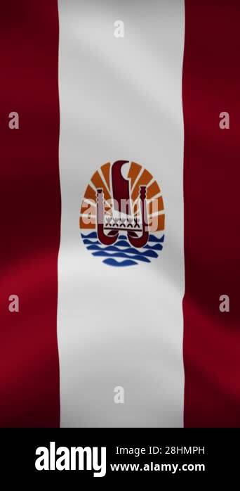 French Polynesia Waving Flag in Vertical Orientation. Realistic Flag ...