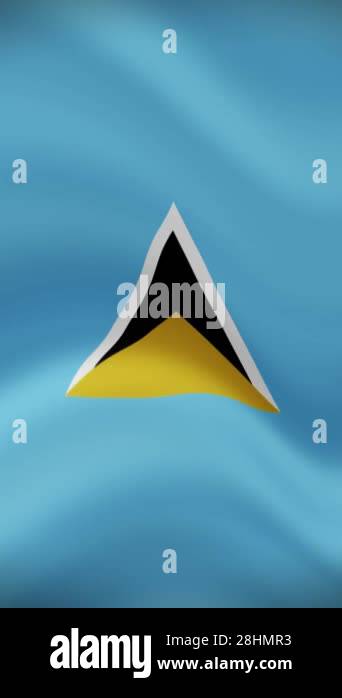 Saint Lucia Waving Flag in Vertical Orientation. Realistic Flag ...