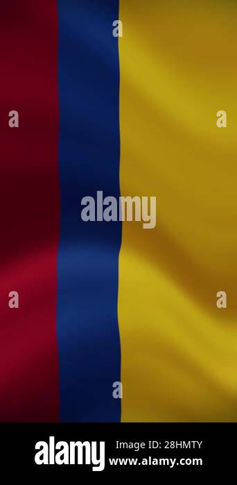 Colombia Waving Flag in Vertical Orientation. Realistic Flag Animation ...