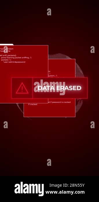 Vertical CGI template of red warning message on smartphone screen ...