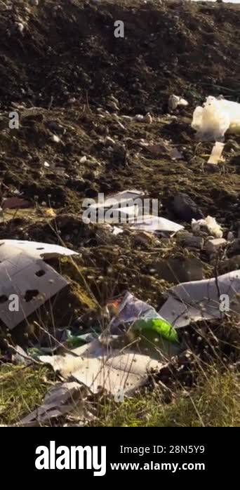 Pollution of the environment and nature. Heaps of waste thrown by ...