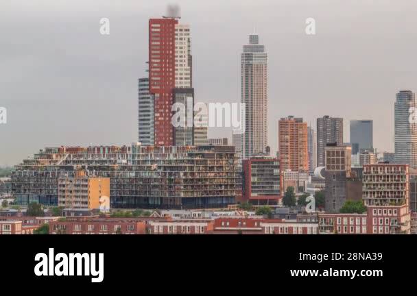 Aerial timelapse of Katendrecht peninsula and Maashaven harbour in ...