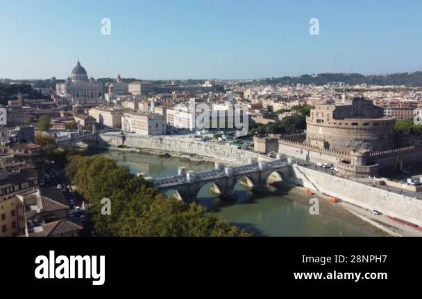 Aerial video of Castel Sant'Angelo and the Vatican City in Rome, Italy ...