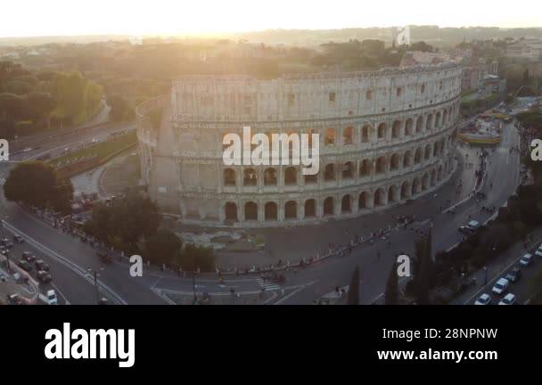 4K video of the Colosseum in Rome, Italy, captured at sunset. The ...