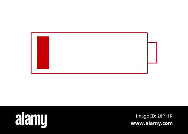 Battery charging animation dashed red color, dash animated battery icon ...