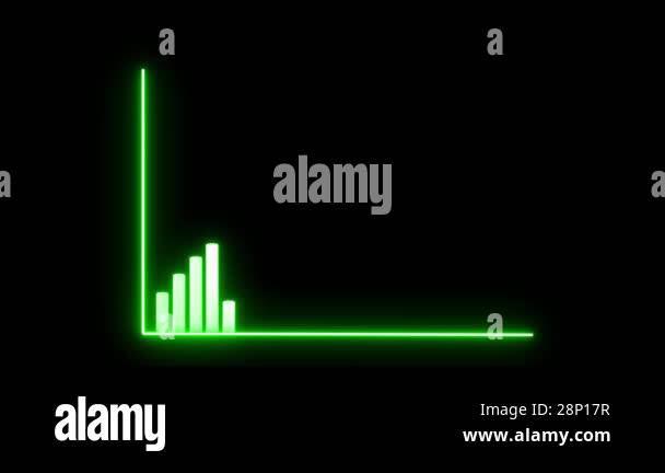 Neon business graph, business Growth green color animation, Neon line ...