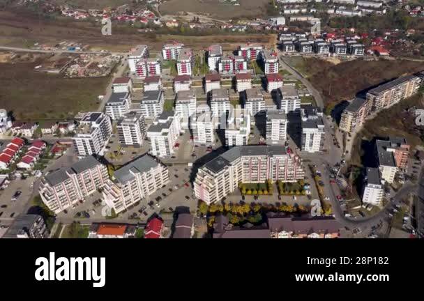 Aerial view of a large urban residential area with numerous high-rise ...