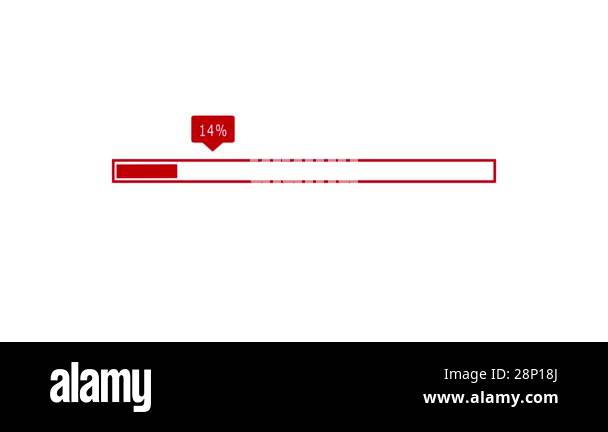 Loading bar animation with indicator shape, load 0 to 100% red color ...