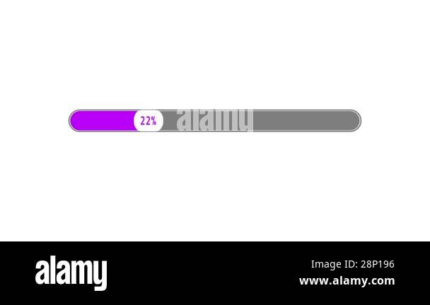 Loading bar animation run shape with percentage count zero to hundred purple color animation ...