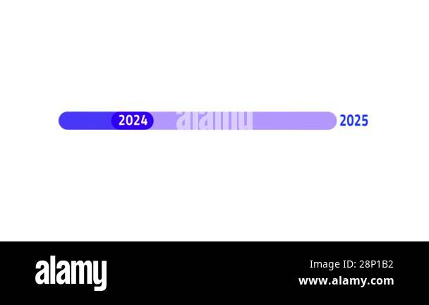 New year 2025 loading bar blue color animation, increasing from 2024 to ...