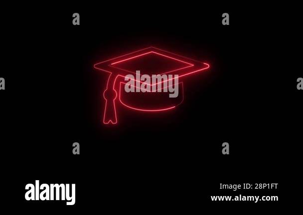 Abstract neon line Graduation cap red color animation, Graduation cap ...