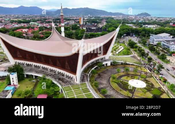 Padang, Indonesia - 8 December 2024 - Aerial video of Masjid Raya ...