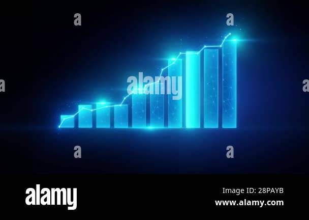 Graph growth up futuristic design, with particles and lens flare Stock ...