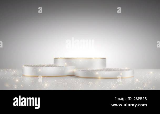 Elegant round podiums with sparkling glitter finish under soft lighting ...