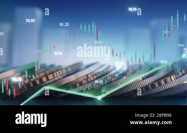 Silver coins overlap, stock market charts appear green, and financial ...