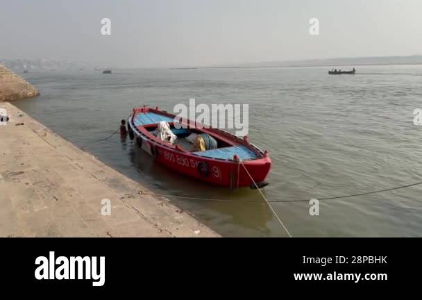 Varanasi, Uttar Pradesh, India - November 21 2022: Video of wooden boat ...