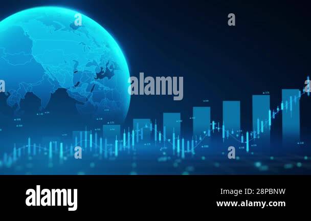 Illustration depicting global stock market trends and analysis with ...