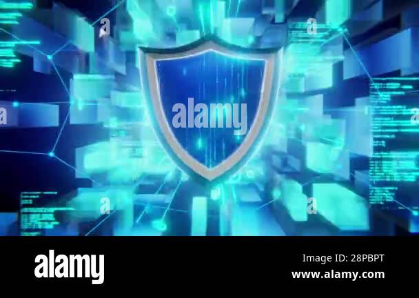 A digital concept image featuring a cybersecurity shield surrounded by ...