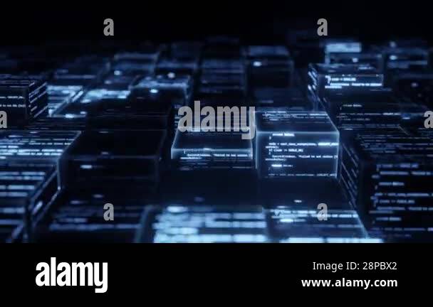 Big data cube with code inside cube, abstract technology background ...