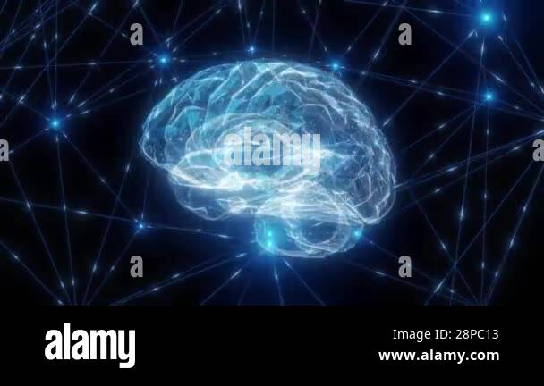 Artificial Intelligence Digital Brain in cyber space.Neural Network.AI deep learning computer ...