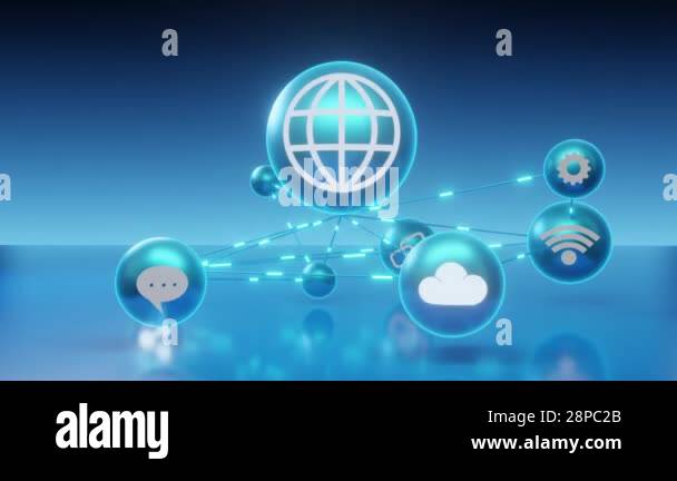 3d sphere icon internet of things connection, 4k resolution Stock Video ...
